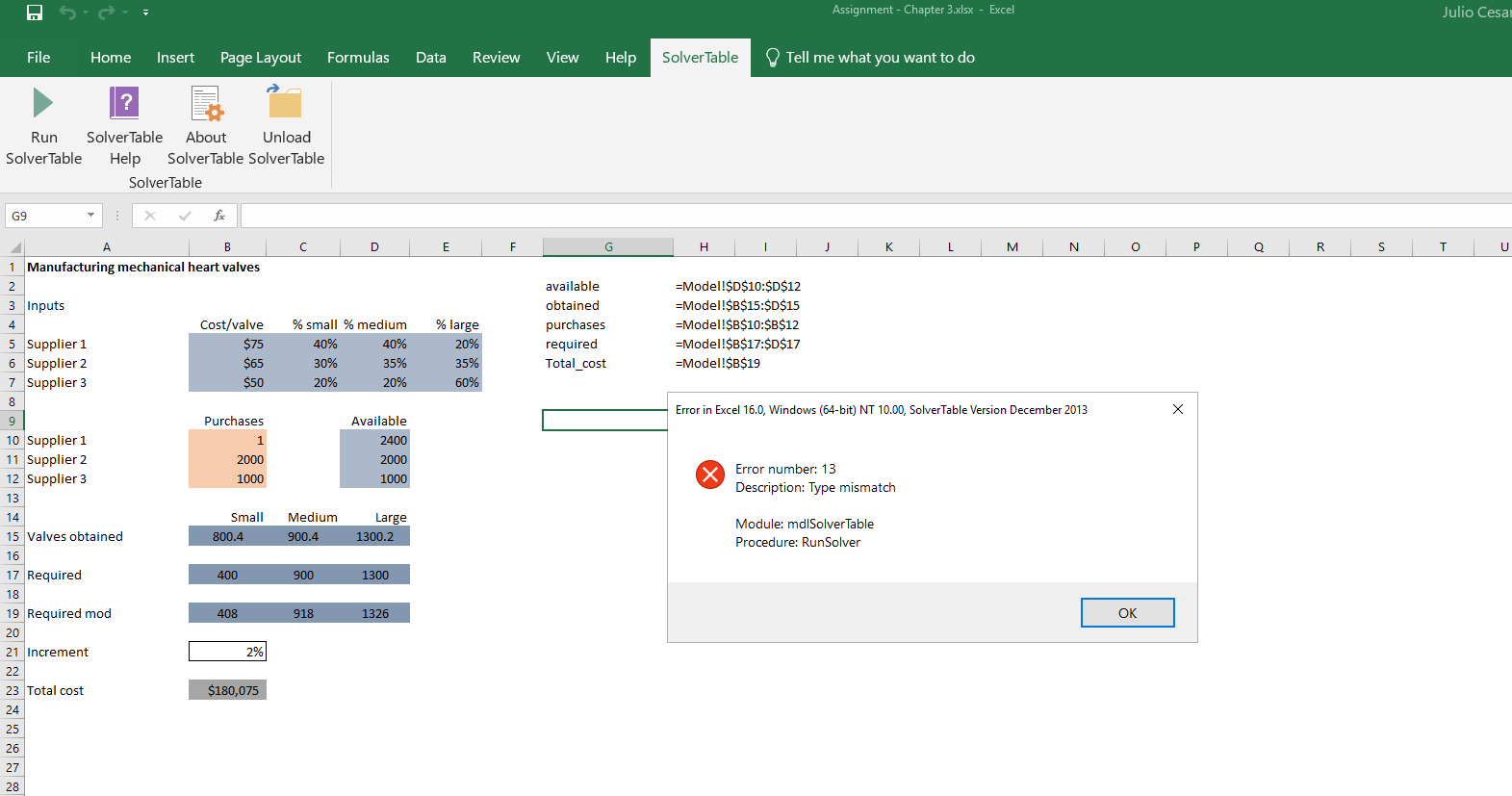 SolverTable type mismatch error 13 | Microsoft Community Hub