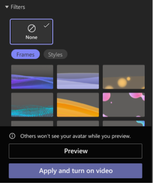 Video filters in Teams meetings