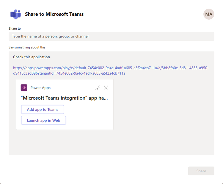 Share a link to Teams in a canvas Power App | Microsoft Community Hub