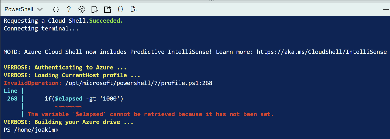 Azure Cloud Shell (PowerShell) | Microsoft Community Hub