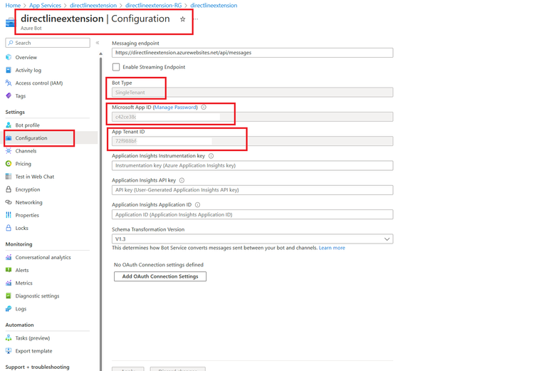 Private Endpoint & Direct Line App Service Extension Configuration with Bot Services and App ...