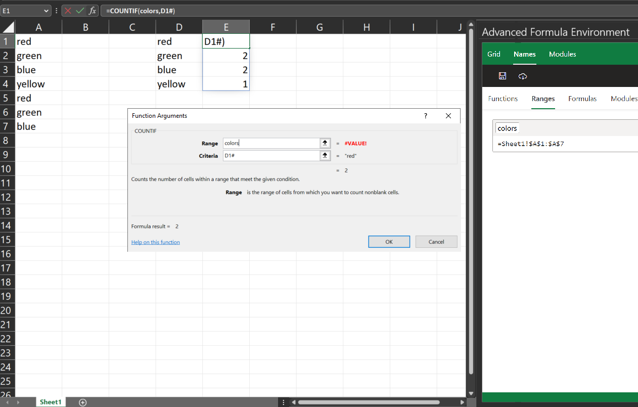 Named items are now evaluating to #VALUE! errors in Function Arguments menu | Microsoft ...