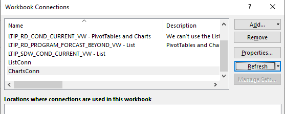 Change PivotTable source from external data source connection to table/range | Microsoft ...