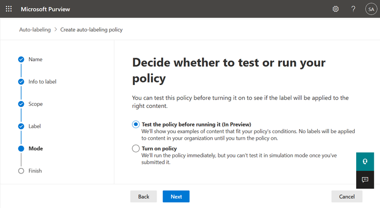 Simulation mode for retention labels | Microsoft Purview