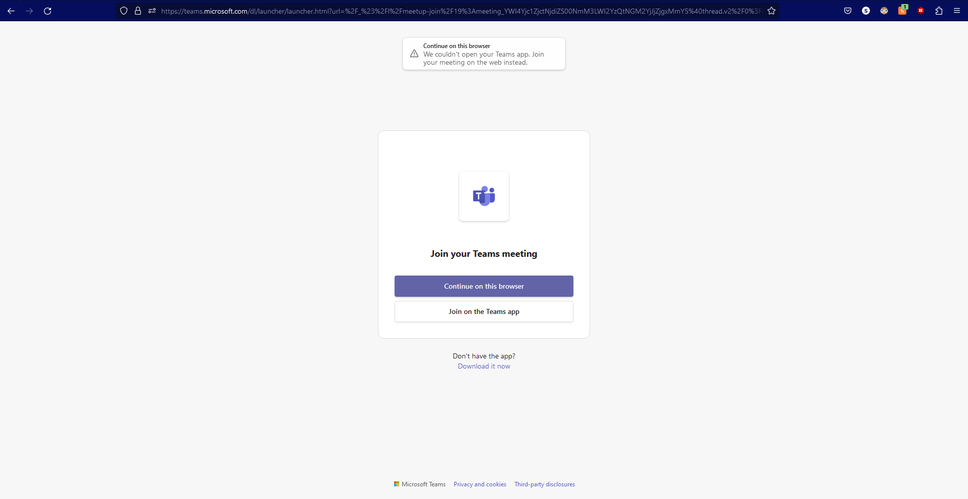 Unable to join meeting in MS teams | Microsoft Community Hub
