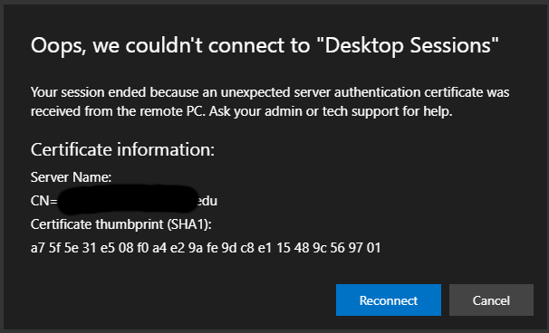 Remote Desktop Web Access HTML5 certificate error after replacing | Microsoft Community Hub