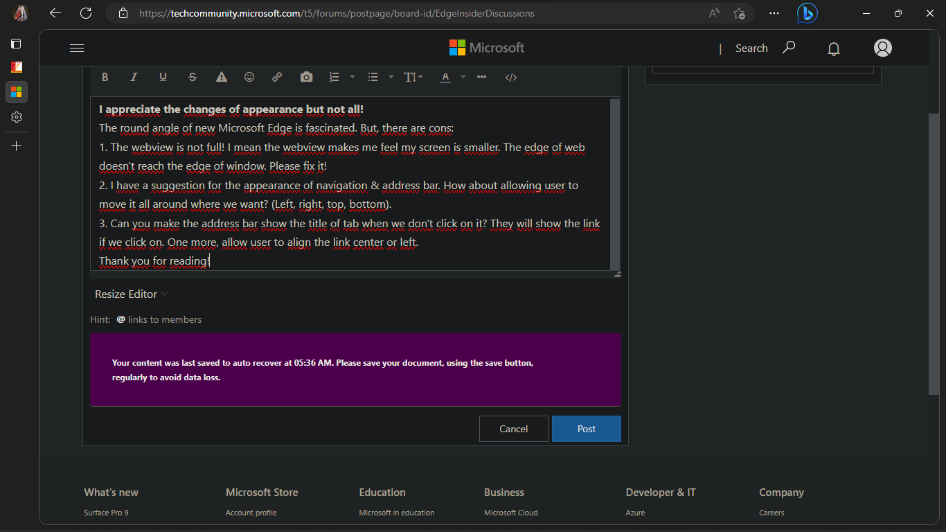 Improve the appearance | Microsoft Community Hub