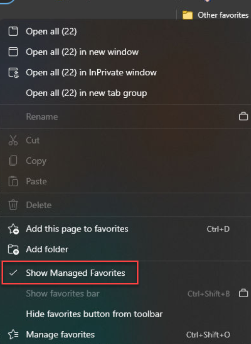prevent users from hiding managed favorites? | Microsoft Community Hub