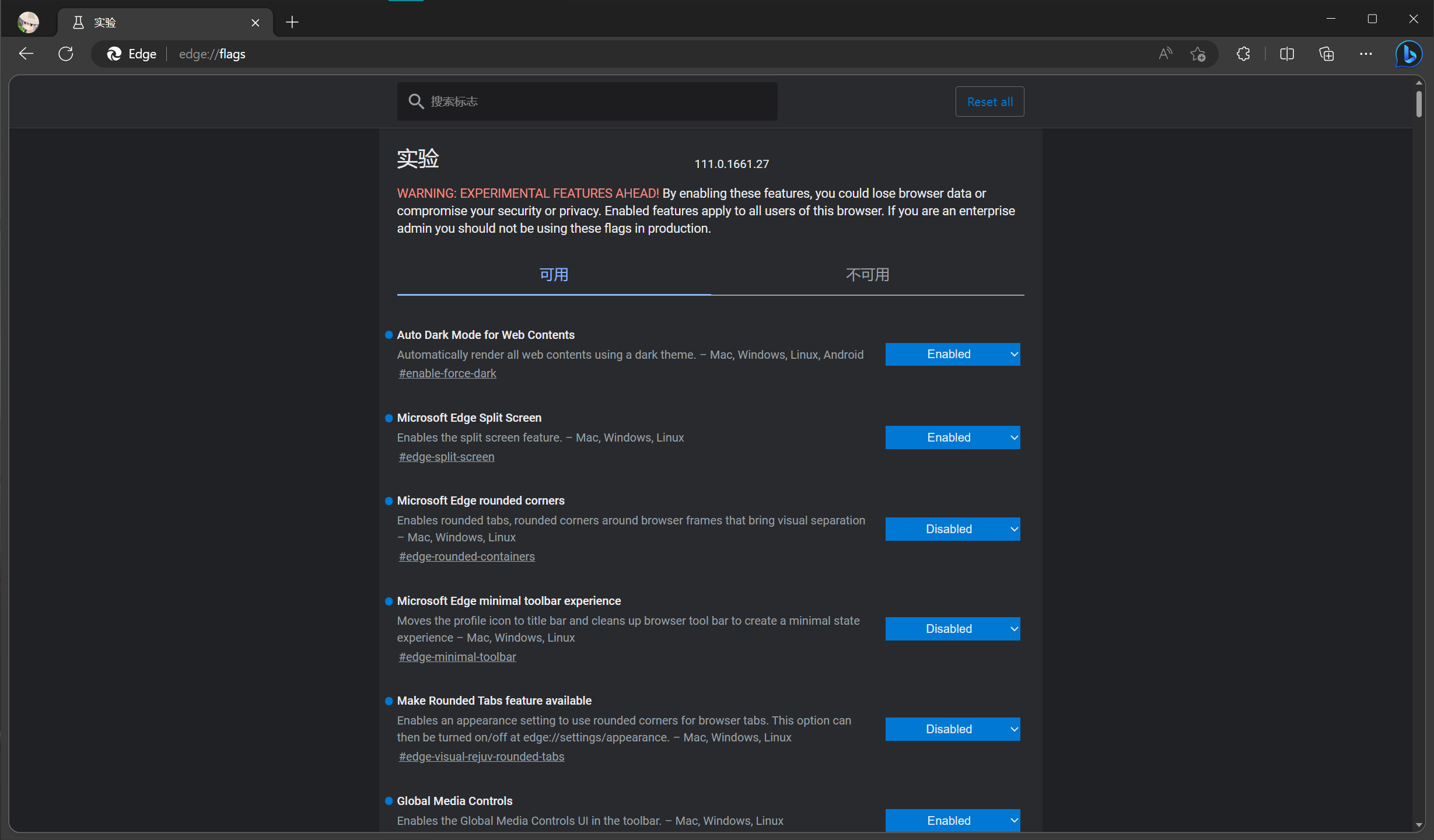 How do I disable rounded corners and minimal toolbar in Edge Dev ...