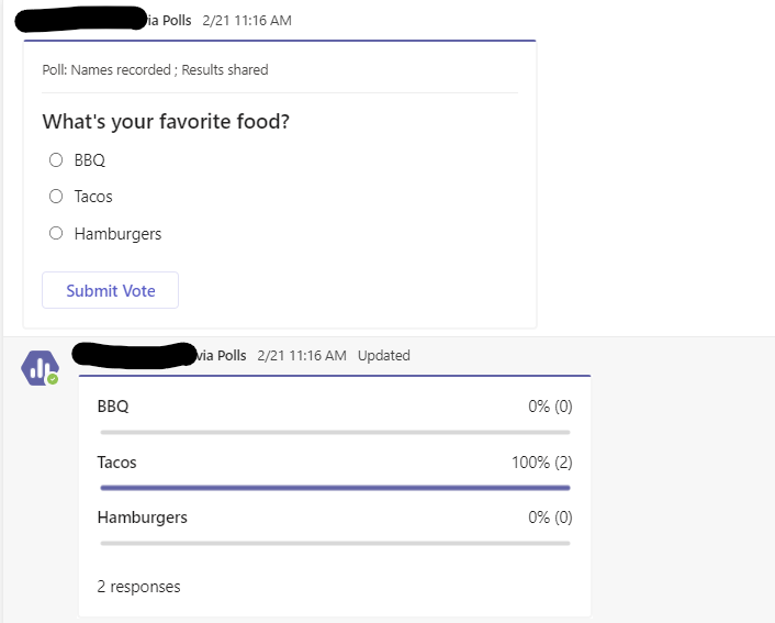 Teams Polls (not using Forms, just POLLS) - Where are the results with ...