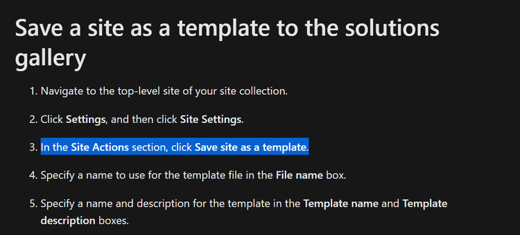 Where is the "Save Site as Template" option in Modern? | Microsoft Community Hub