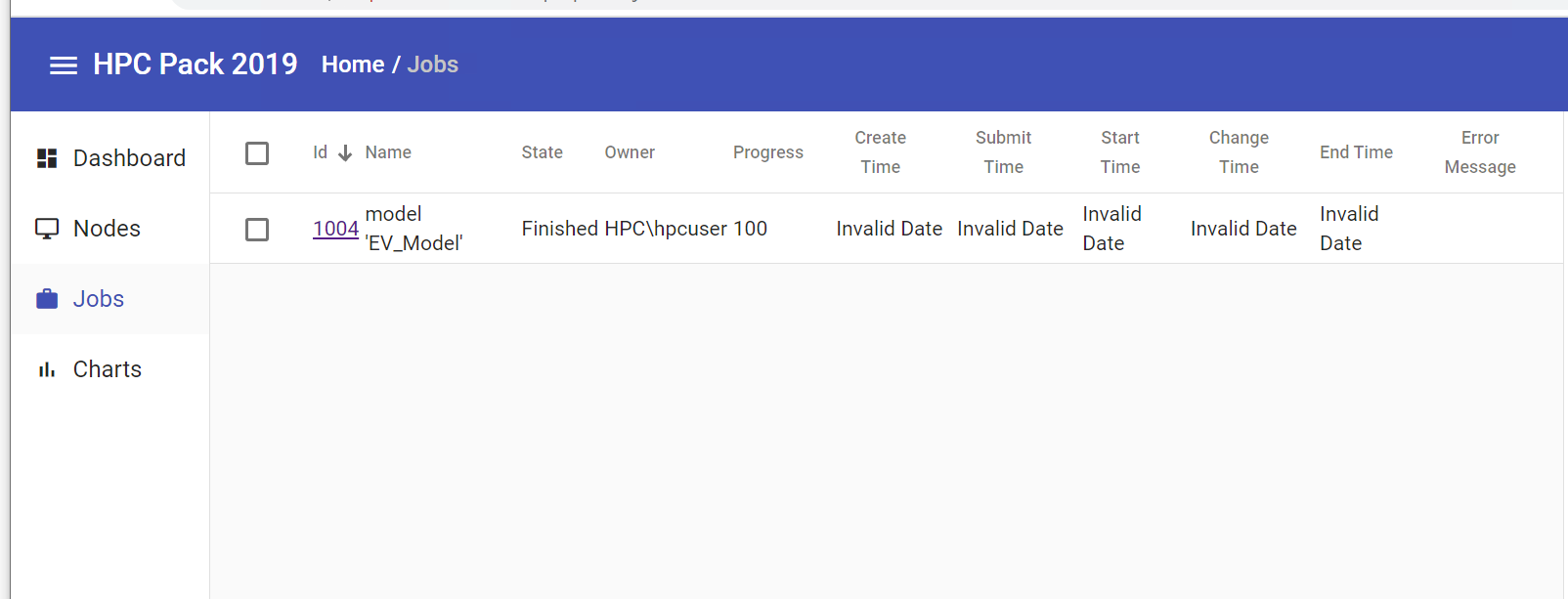 The JOBs of HPC web pages cannot see the time | Microsoft Community Hub