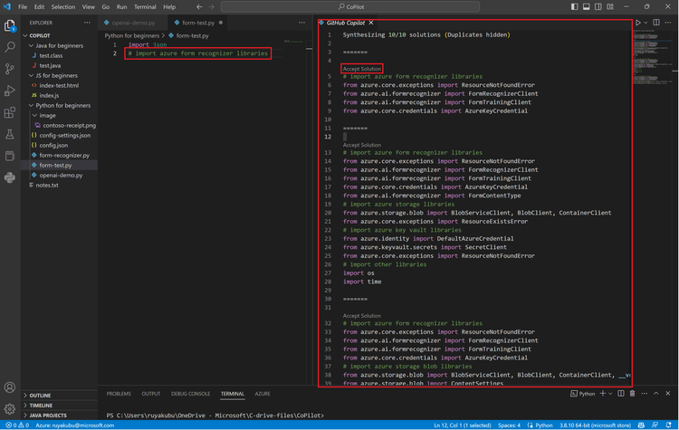 How Copilot Helps Developers Generate Code For A Form Recognizer Application Microsoft