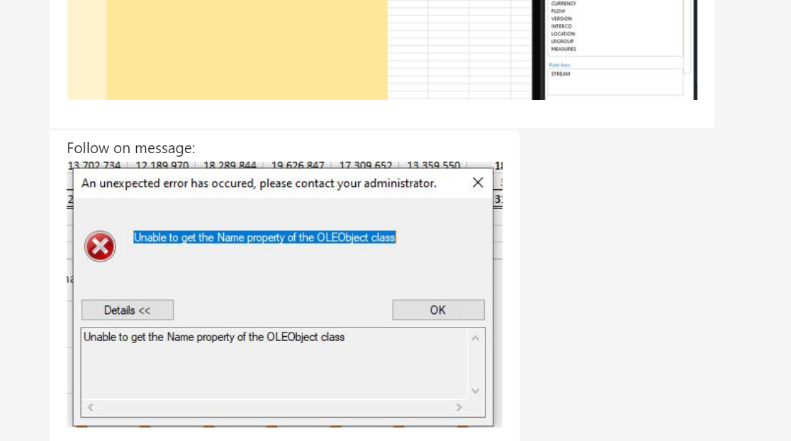 Excel error when establishing connection with EPM - SAP BPC | Microsoft Community Hub
