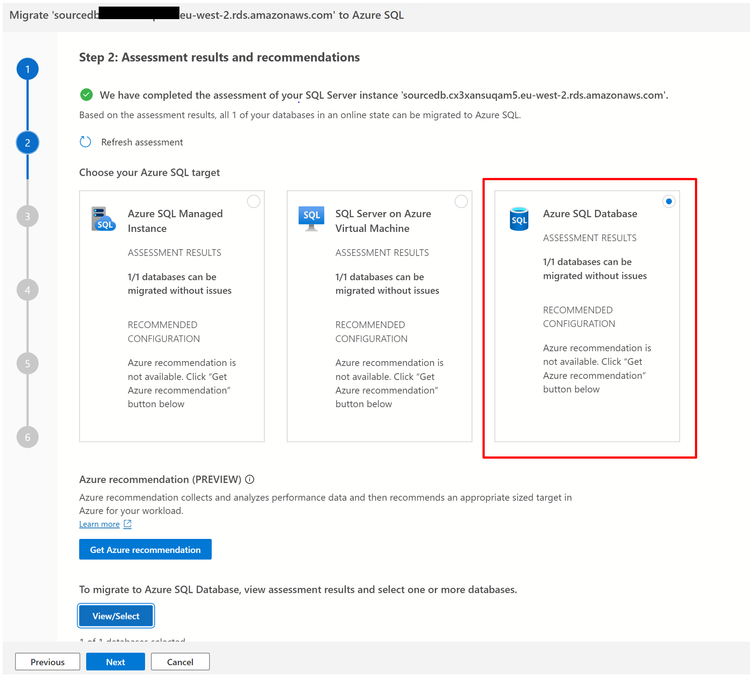 Migrate Amazon Rds Sql Db To Azure Sql Database Using Migration