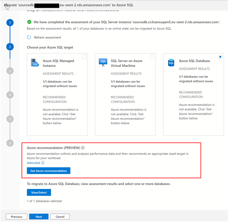 Migrate Amazon RDS SQL DB to Azure SQL Database using Migration Extension for Azure Data Studio ...