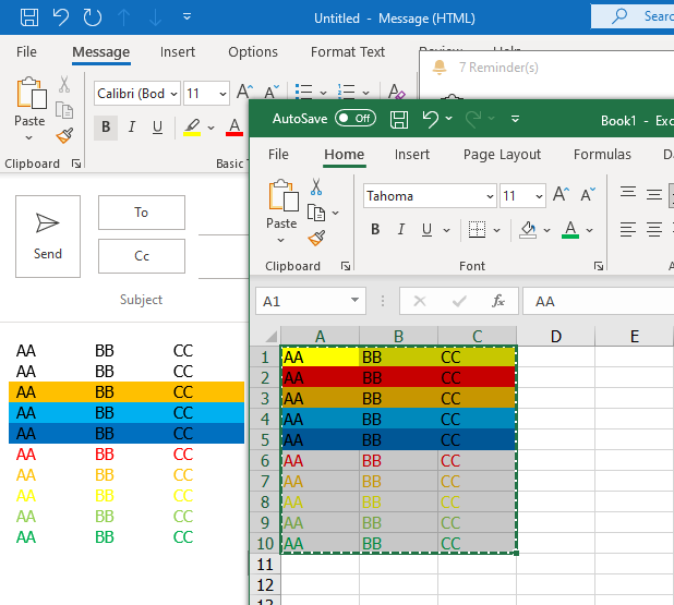Outlook copy paste from excel problem | Microsoft Community Hub