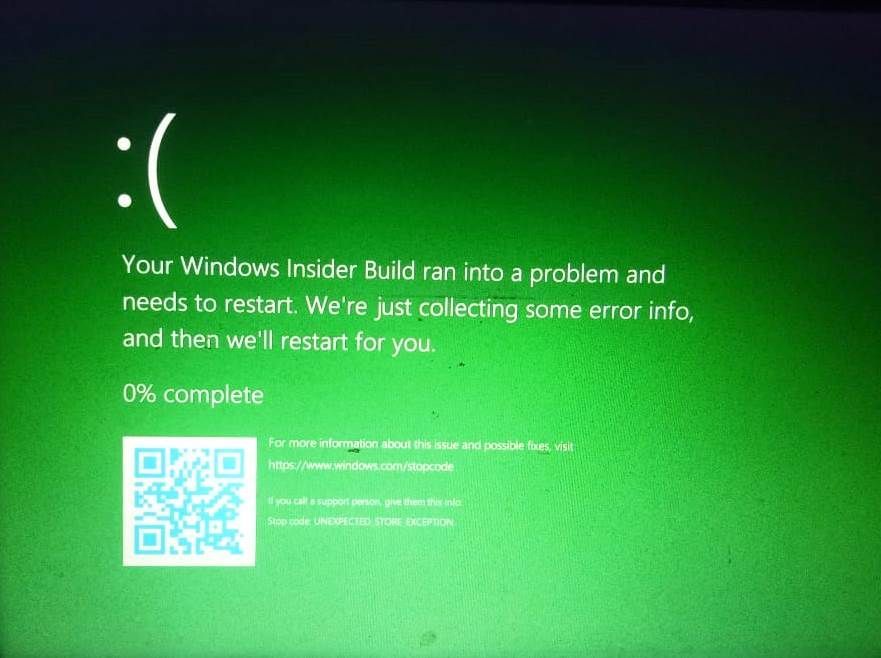 Your WIndows Insider build ran into a problem and need to restar ...