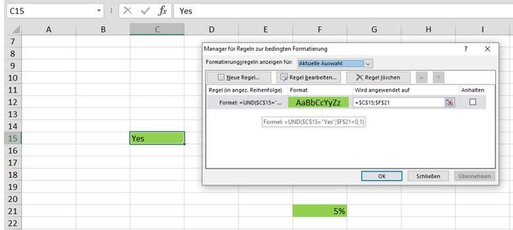 Conditional formatting with AND function | Microsoft Community Hub