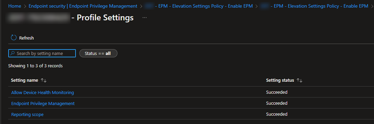 Endpoint privilege management, deployment unsuccessful with "device health monitoring" error ...