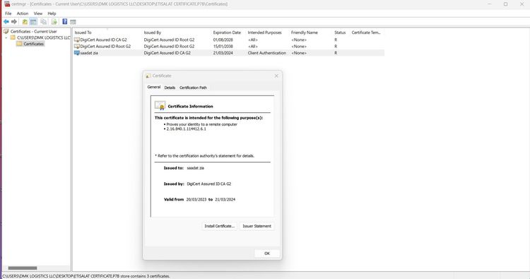 PKCS Certificate is imported successfully but it is not working | Microsoft Community Hub