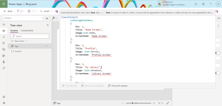 Create a responsive menu navigation bar in Canvas Power Apps using Gallery control
