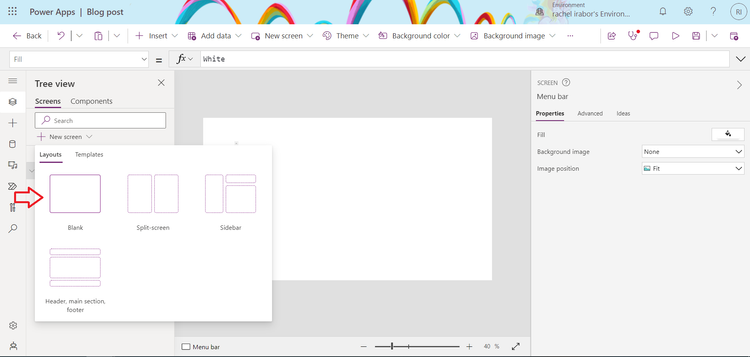 Create a responsive menu navigation bar in Canvas Power Apps using Gallery control