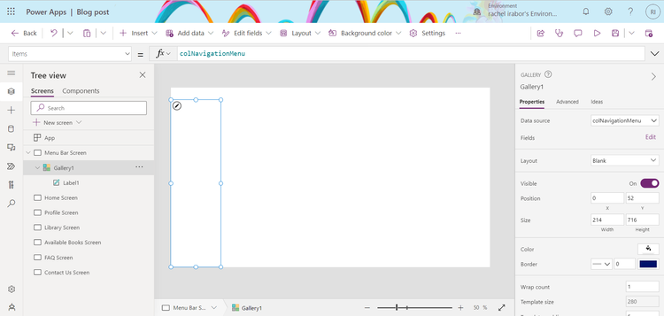 Create a responsive menu navigation bar in Canvas Power Apps using ...
