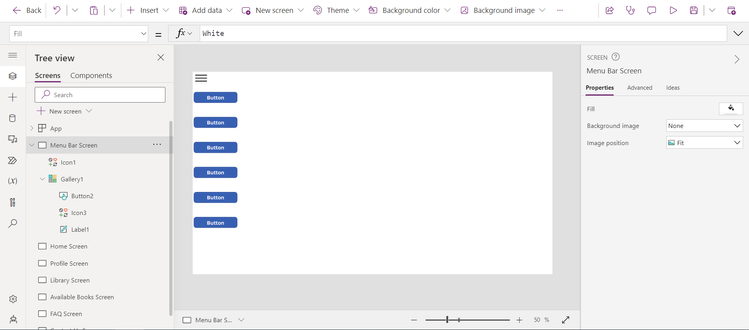 Create a responsive menu navigation bar in Canvas Power Apps using Gallery control