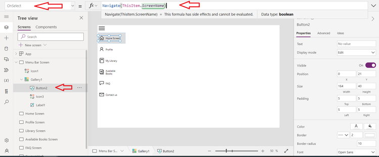 Create a responsive menu navigation bar in Canvas Power Apps using ...