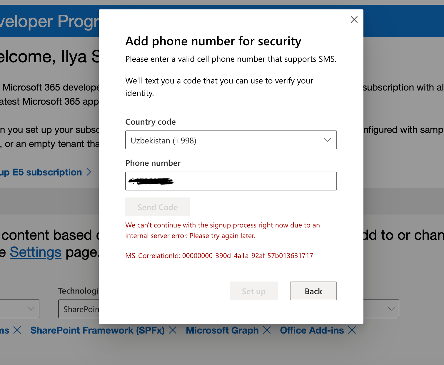 How can I use my cellphone number for Developer Program signing up ...