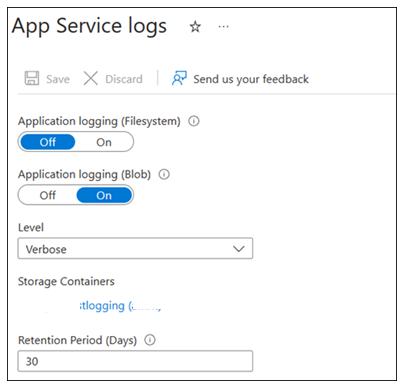 Storing App Service application logs in Blob | Microsoft Community Hub