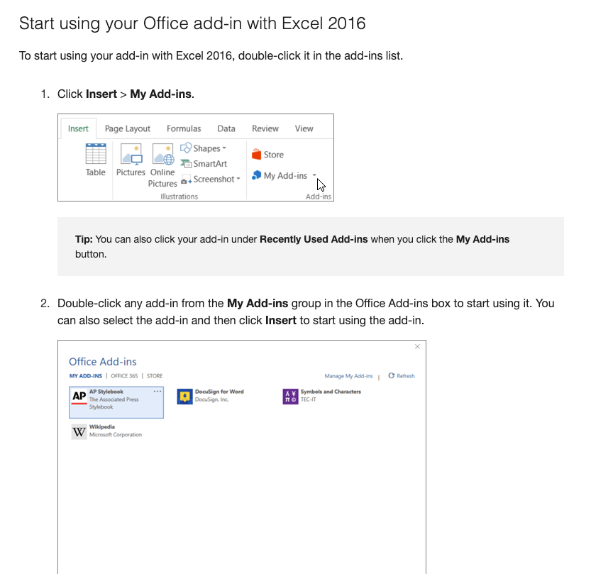 No access to admin managed Office Add-ins from Excel 2016 | Microsoft Community Hub