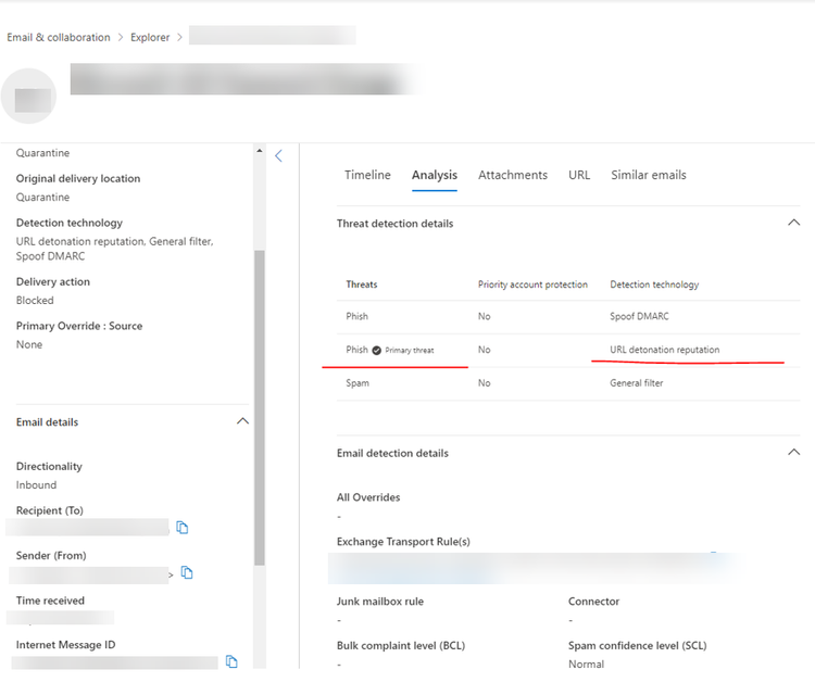 email quarantine and reason "high confidence phish" | Microsoft ...