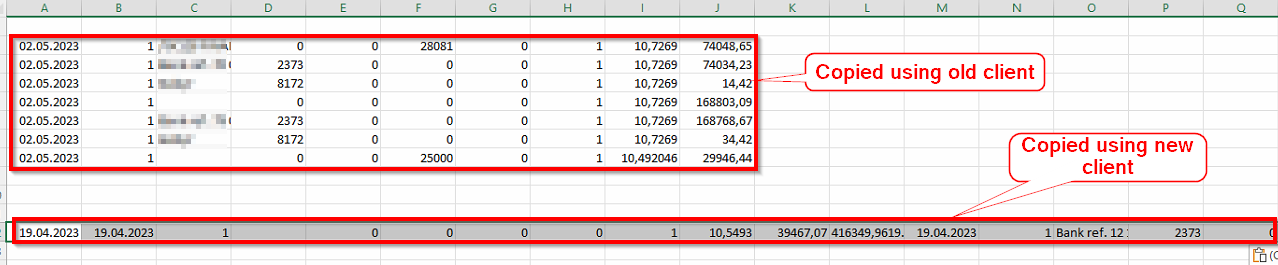 Issue with copy and pasting spreadsheet lines from hosted legacy app in ...
