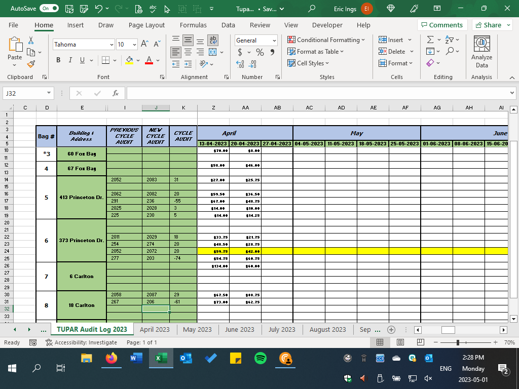 Looking for a fomula to add cycle audit numbers. machine only goes upto ...