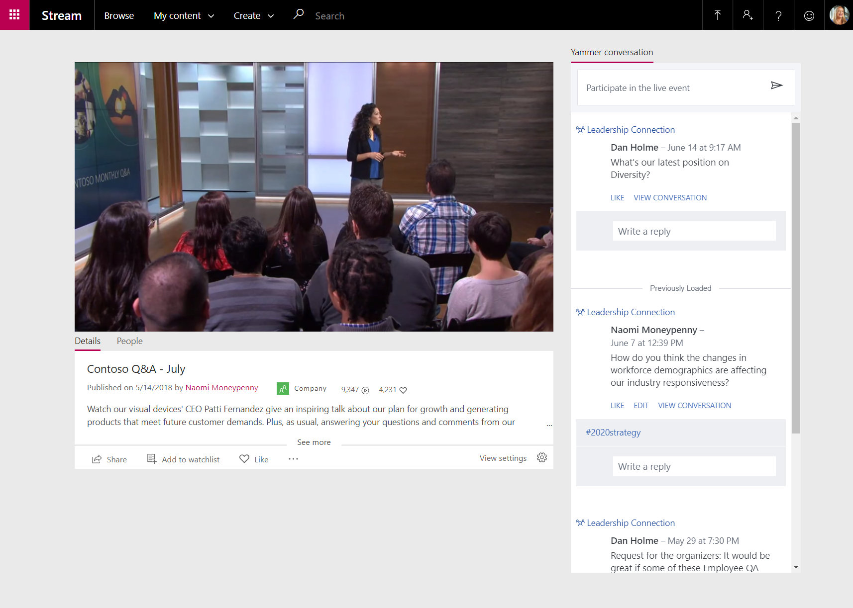 Microsoft Stream Live events is now generally available