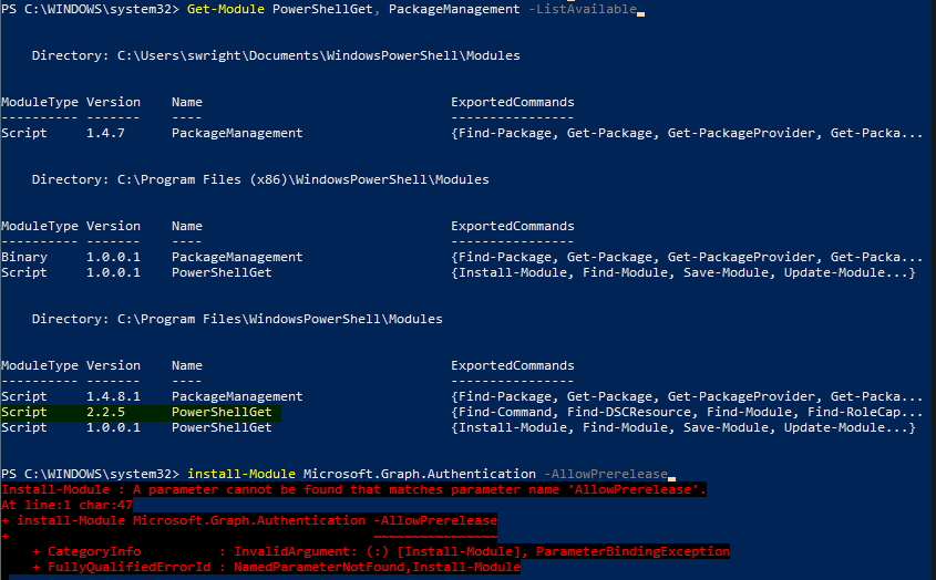 Cannot Use Newer Version of PowerShellGet in PowerShell 5.1. | Microsoft Community Hub