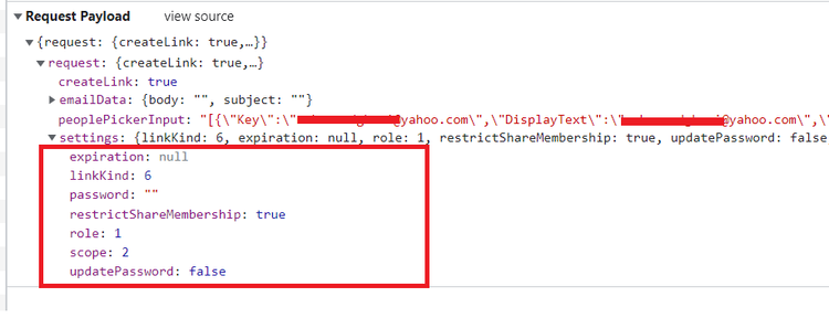 Using SharePoint REST API can we create a share link for specific users without sending ...