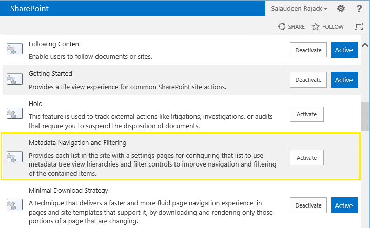 Enable Metadata Navigation and Filtering not working in a SPO ...