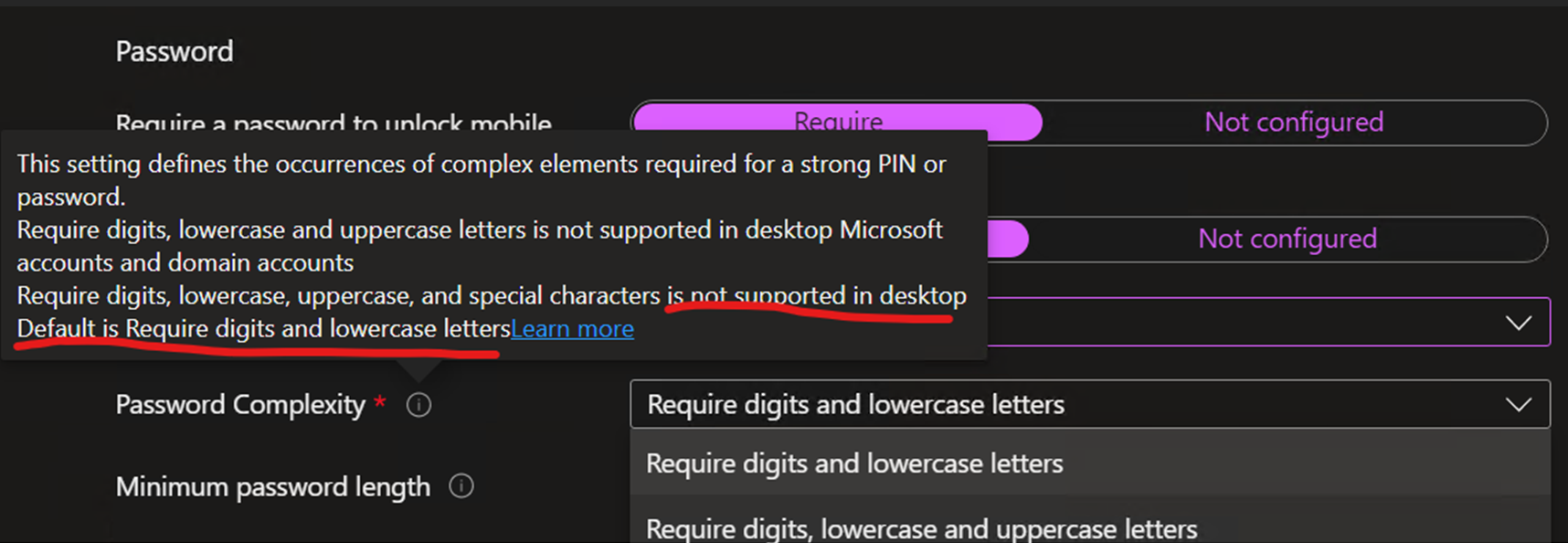Compliance support for password complexity with special characters on ...