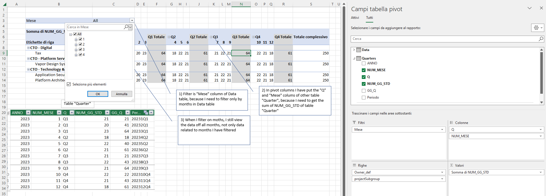 Pivot data filtered by another table column | Microsoft Community Hub