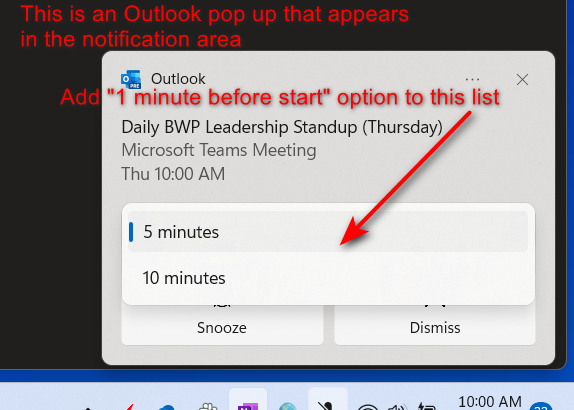 Outlook Pop up meeting reminders should allow customization | Microsoft ...
