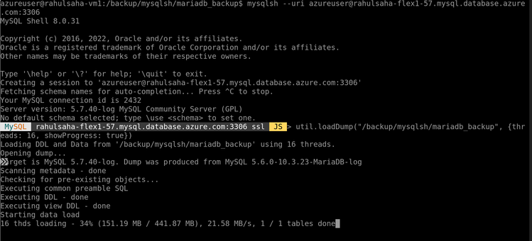 Migrating From Azure Database For Mariadb To Azure Database For Mysql Using Mysql Shell