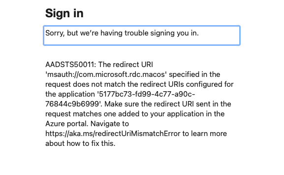 Weird error when connecting to AVD from MacOs Client | Microsoft ...