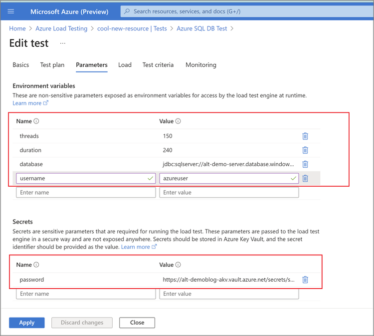 Load testing databases with Azure Load Testing