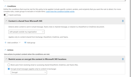 Does Microsoft DLP has a condition to check mail is encrypted or not ...
