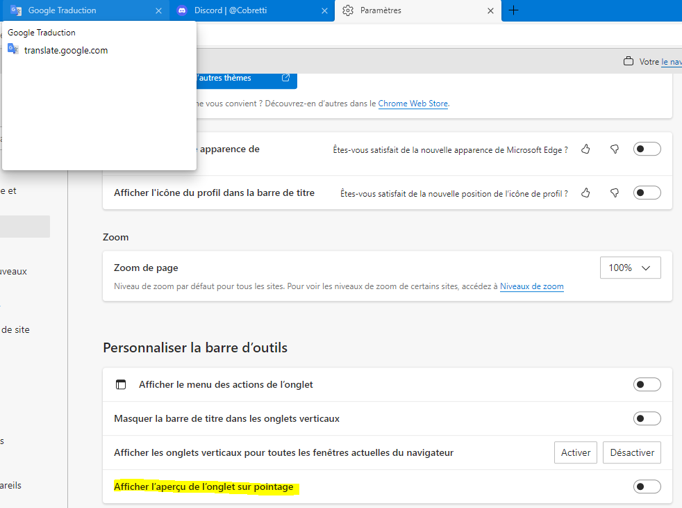 Option "show tab preview on hover" | Microsoft Community Hub