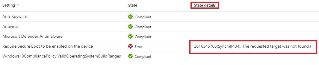 Reporting or filter for the State Details of compliance policy error | Microsoft Community Hub
