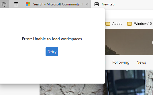 Edge Workspaces error V114 | Microsoft Community Hub